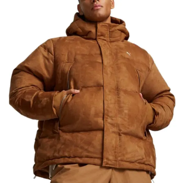 PUMA Faux Leather Down Jacket - Brown