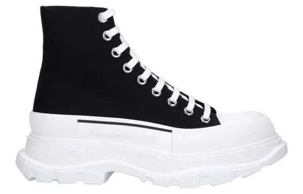 Alexander McQueen Canvas Tread Slick High Top Sneakers - Black/white