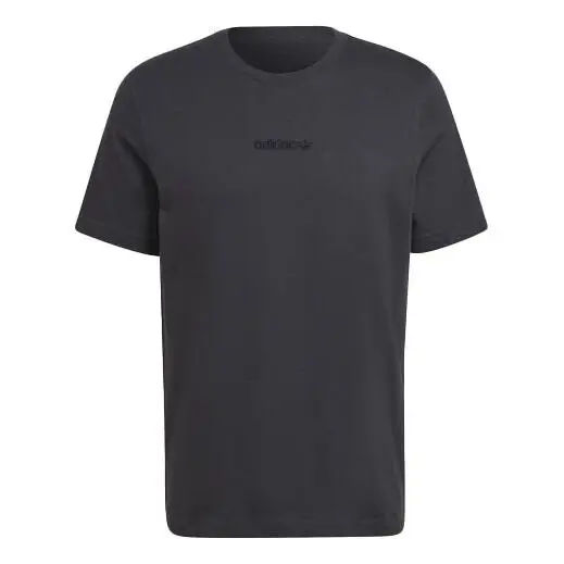 Adidas Originals Casual Alphabet Printing Round Neck Short Sleeve Carbon Black T-shirt - Multi-color