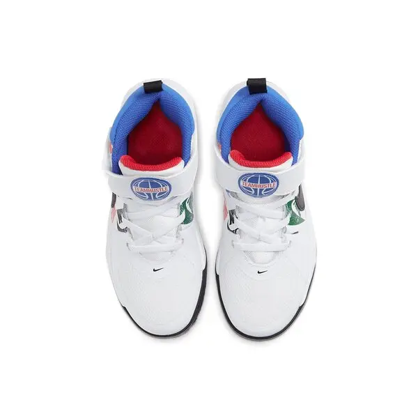 Nike Team Hustle D9 Allover Logo Mid Top Sneakers - White/blue/red
