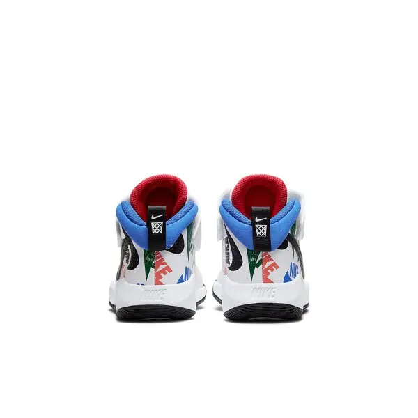 Nike Team Hustle D9 Allover Logo Mid Top Sneakers - White/blue/red