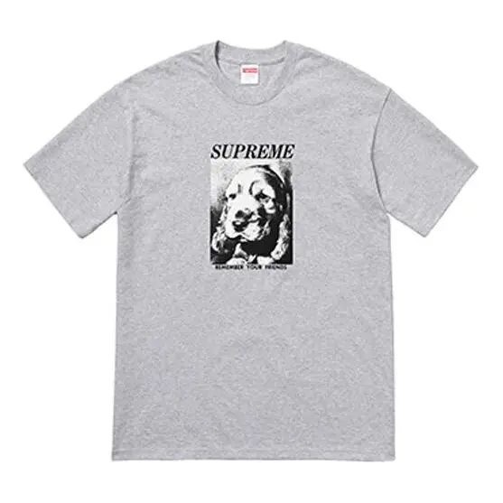Supreme Fw18 Remember Tee Heather Puppy Sketch Printing Short Sleeve Gray - Grey