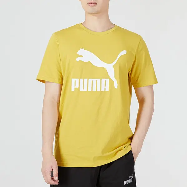 PUMA Classics Logo T-shirt 'yellow White - Yellow/white