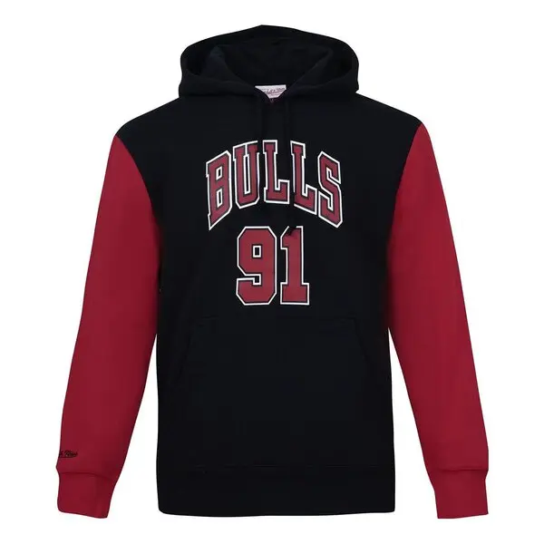 Mitchell & Ness Chicago Bulls Dennis Rodman 1996 Hoodie - Black/red