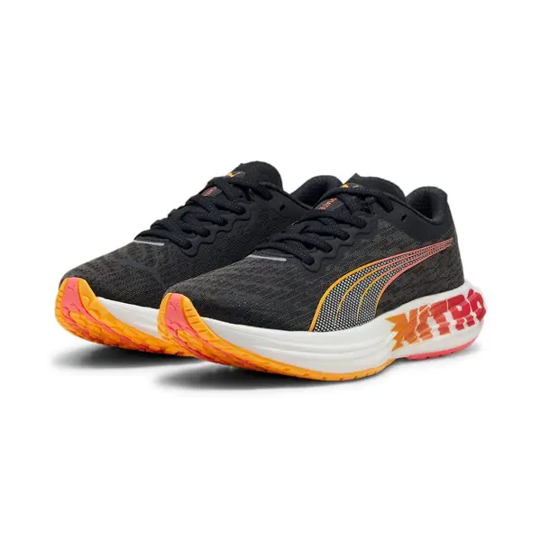 PUMA Deviate Nitro 2 Athletic Sneakers - Black/sun Stream/sunset Glow