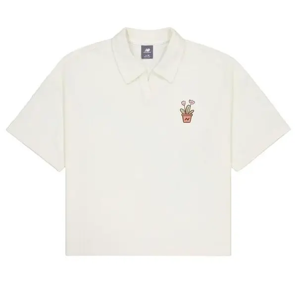 NEW BALANCE Floral Print Collared Polo - Ivory