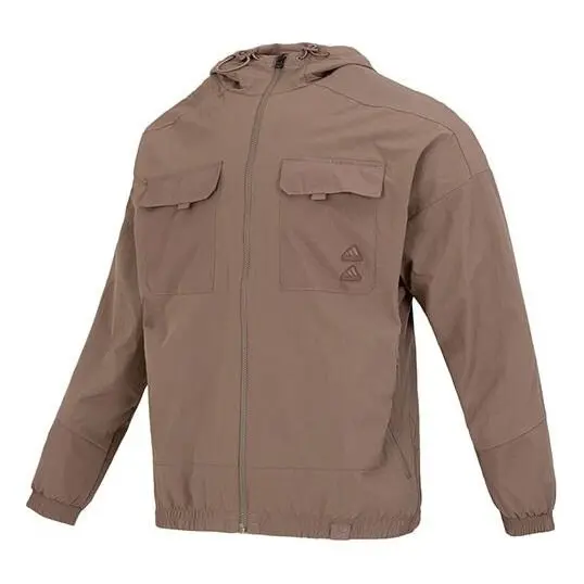 Adidas Logo Windbreaker Jacket - Brown