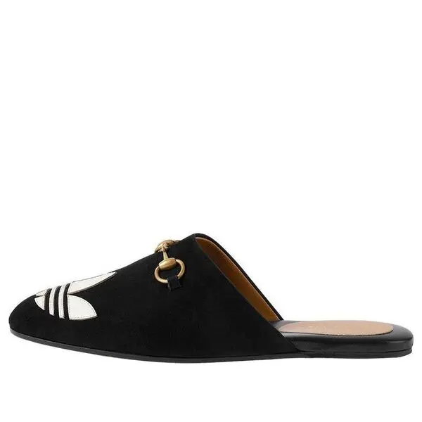 Gucci X Adidas Trefoil Suede Slipper - Black