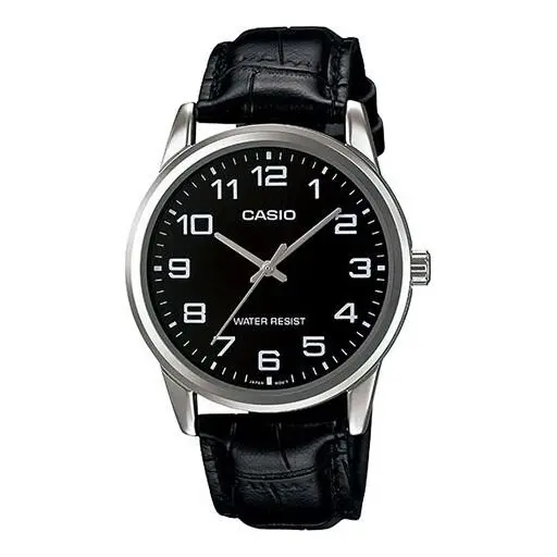 Casio Quartz Analog Leather Strap Watch - Silverblack