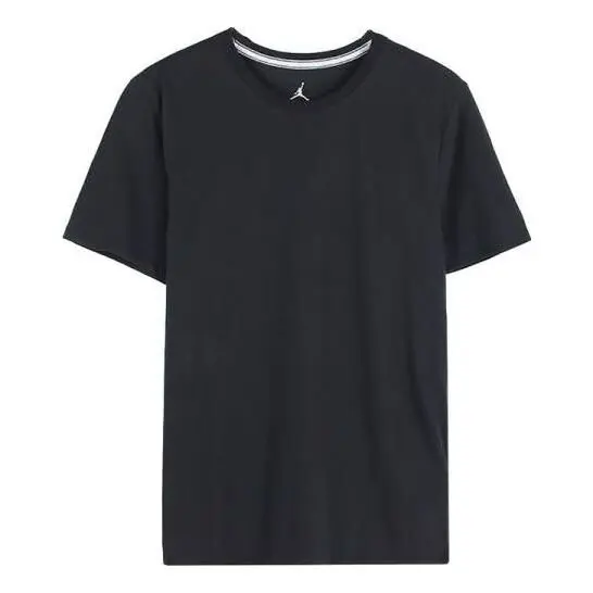 Nike Jordan Dri-fit Solid Color Quick Dry Round Neck Casual Short Sleeve Black T-shirt - Default Color