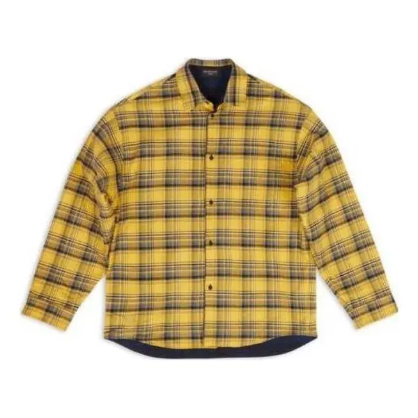 Balenciaga Reversible Oversized Check Overshirt 'yellow Blue - Yellow/blue