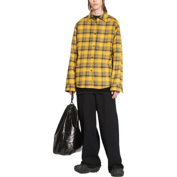 Balenciaga Reversible Oversized Check Overshirt 'yellow Blue