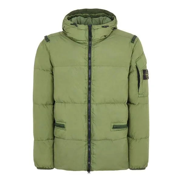 Stone Island Crinkle Reps Down Jacket - Green