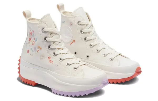 CONVERSE Run Star Hike Platform High Top Embroidered Floral Sneakers