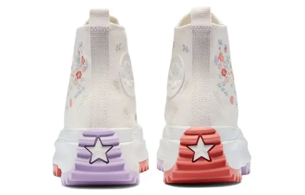 CONVERSE Run Star Hike Platform High Top Embroidered Floral Sneakers - Creambrown