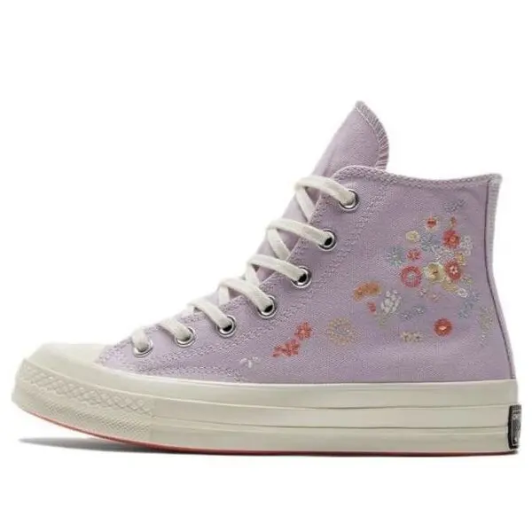 CONVERSE Chuck 70 High Top Embroidered Floral Print Sneakers - Purple