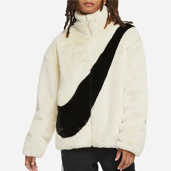 Nike Faux Fur Jacket - Fossil/black