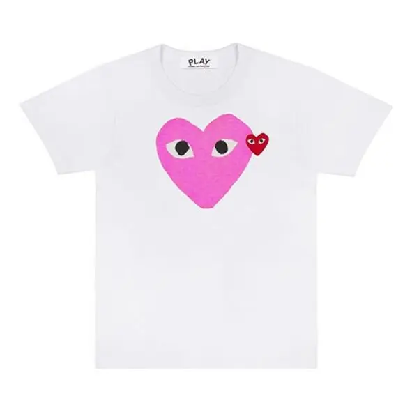 Play Comme Des Garcon Pink Heart T-shirt - White
