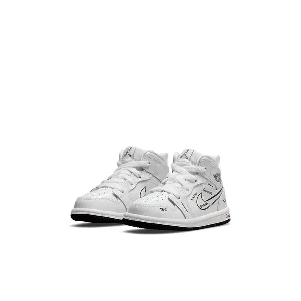 JORDAN 1 Mid 'schematic' Sneakers - White/black