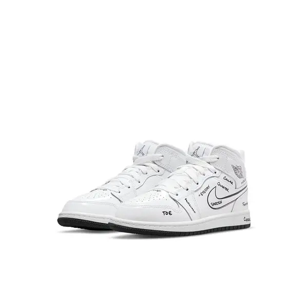 JORDAN 1 Mid "schematic" Sneakers - White/black