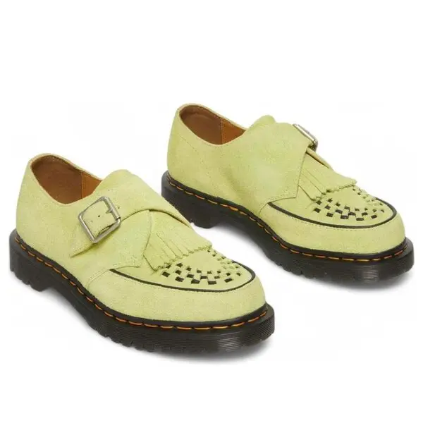 Dr. Martens Ramsey Suede Kiltie Buckle Creepers - Lime Green
