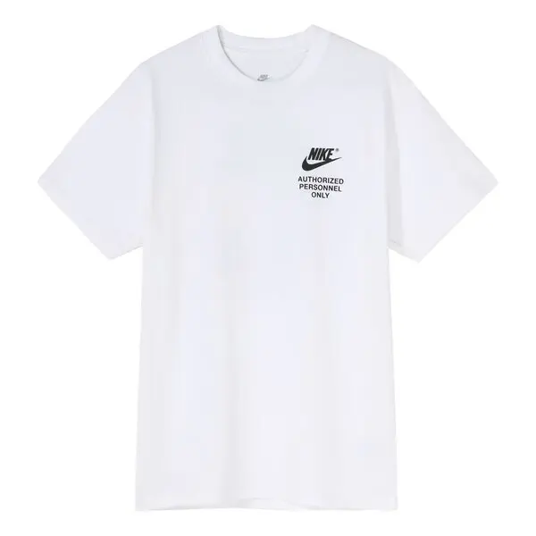 Nike Printing Alphabet Logo Round Neck Cotton Short Sleeve White - Multi-color