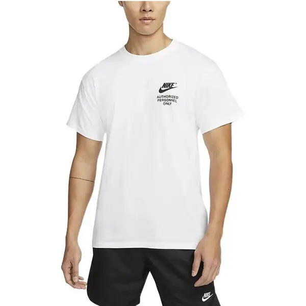 Nike Printing Alphabet Logo Round Neck Cotton Short Sleeve White