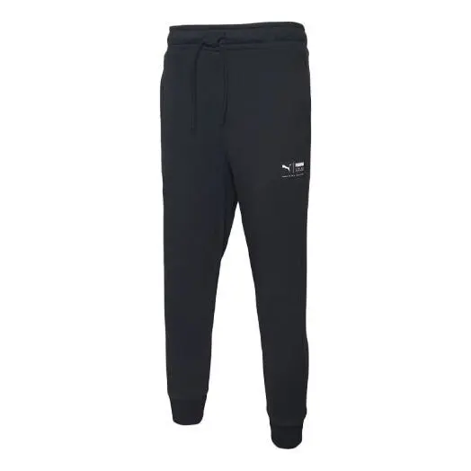 PUMA Downtown Logo Pants 'black - Black/white