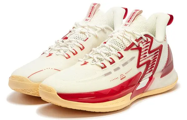 361 DEGREES Big3 4.0 Pro "assists The Future" Sneakers - Cream/red