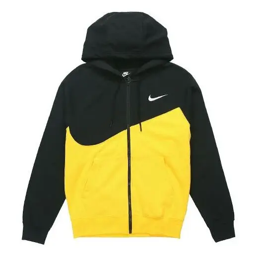 Nike Colorblock Knit Hooded Jacket - Blackyellow