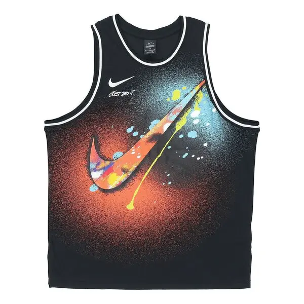 Nike 2021 Summer New Colorful Logo Top Sleeveless T-shirt Multicolor - Black