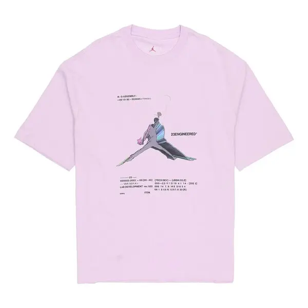 JORDAN 23 Engineered Casual Breathable Large Logo Printing Round Neck Short Sleeve Pink Purple - Default Color