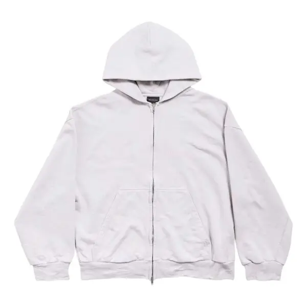 Balenciaga Back Zip-up Hoodie Regular Fit 'dirty White Baby-pink - Dirty White/baby-pink