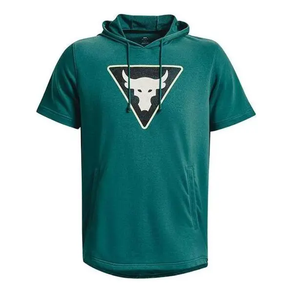 Under Armour Project Rock Terry Short Sleeve Hoodie - Teal