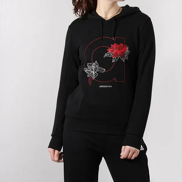 Adidas Neo Sweat Hoodie With Graphic Floral Detail