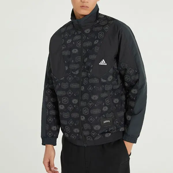 Adidas Logo Printing Athleisure Casual Sports Jacket Black