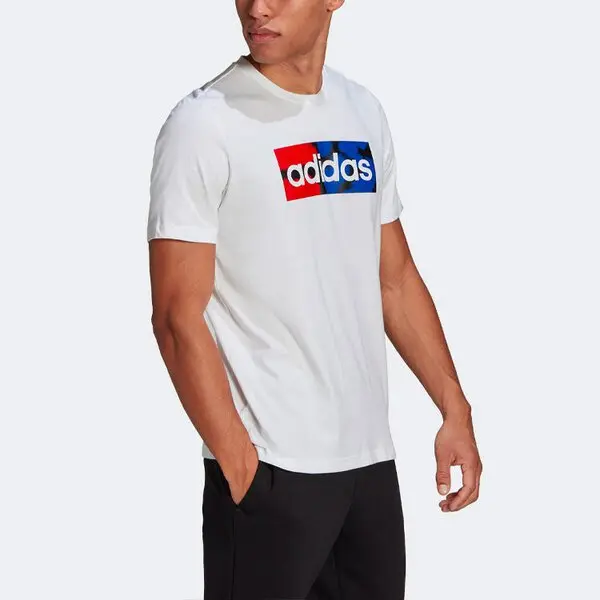 Adidas Alphabet Logo Printing Round Neck Pullover Short Sleeve White T-shirt