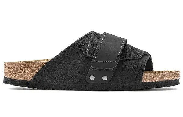BIRKENSTOCK Kyoto Nubuck-suede Leather Sandals - Black