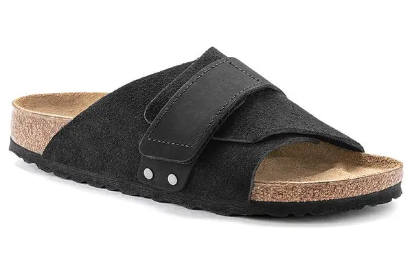 BIRKENSTOCK Kyoto Nubuck-suede Leather Sandals - Black