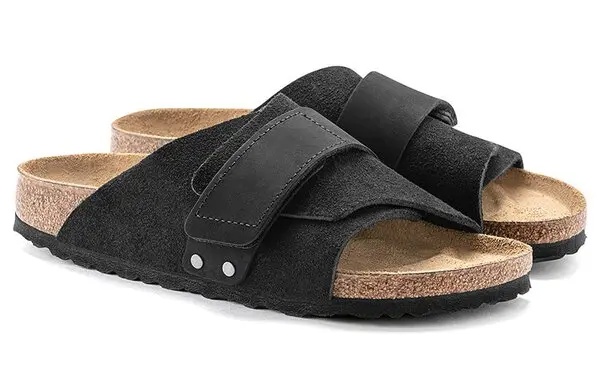 BIRKENSTOCK Kyoto Nubuck-suede Leather Sandals - Black