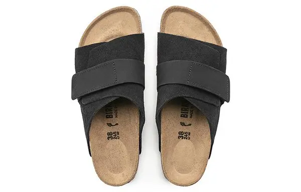 BIRKENSTOCK Kyoto Nubuck-suede Leather Sandals - Black