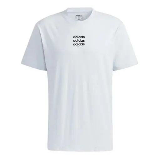 Adidas Neo M Ce C+ Tee Logo Embroidered Sports Round Neck Short Sleeve - Light Blue