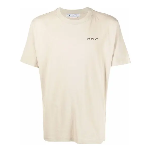 Off-White Ss22 Logo Round Neck Printing Short Sleeve Beige - Multi-color