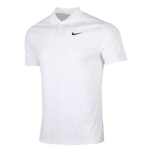 Nike Dri-fit Victory Logo Quick Dry Breathable Sports Short Sleeve Polo Shirt - White