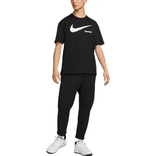Nike Alphabet Logo Printing Round Neck Pullover Short Sleeve Black