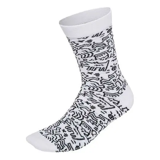 Adidas Neo X Crossover Graffiti Pattern Casual Socks - Multi-color