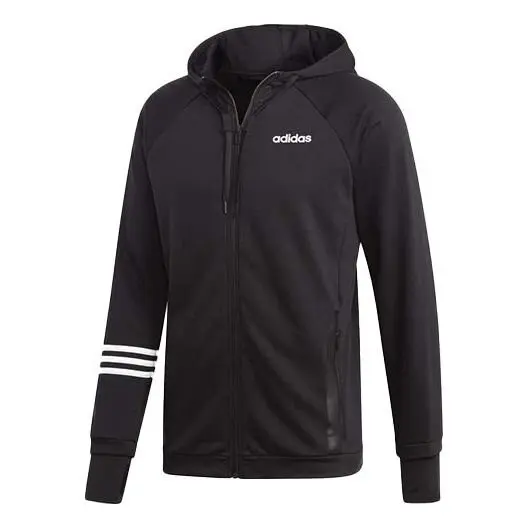 Adidas Training Knit Zip-up Hooded Jacket - Black