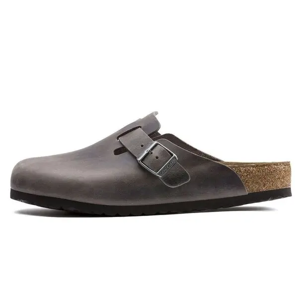 BIRKENSTOCK Boston Soft Footbed Oiled Leather Clogs - Grey