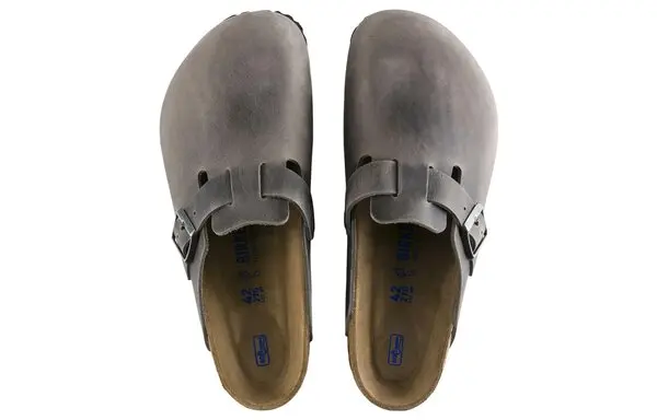 BIRKENSTOCK Boston Soft Footbed Oiled Leather Clogs - Grey