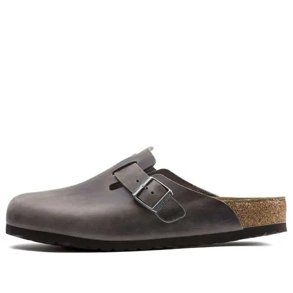 BIRKENSTOCK Boston Soft Footbed Oiled Leather Clogs - Grey